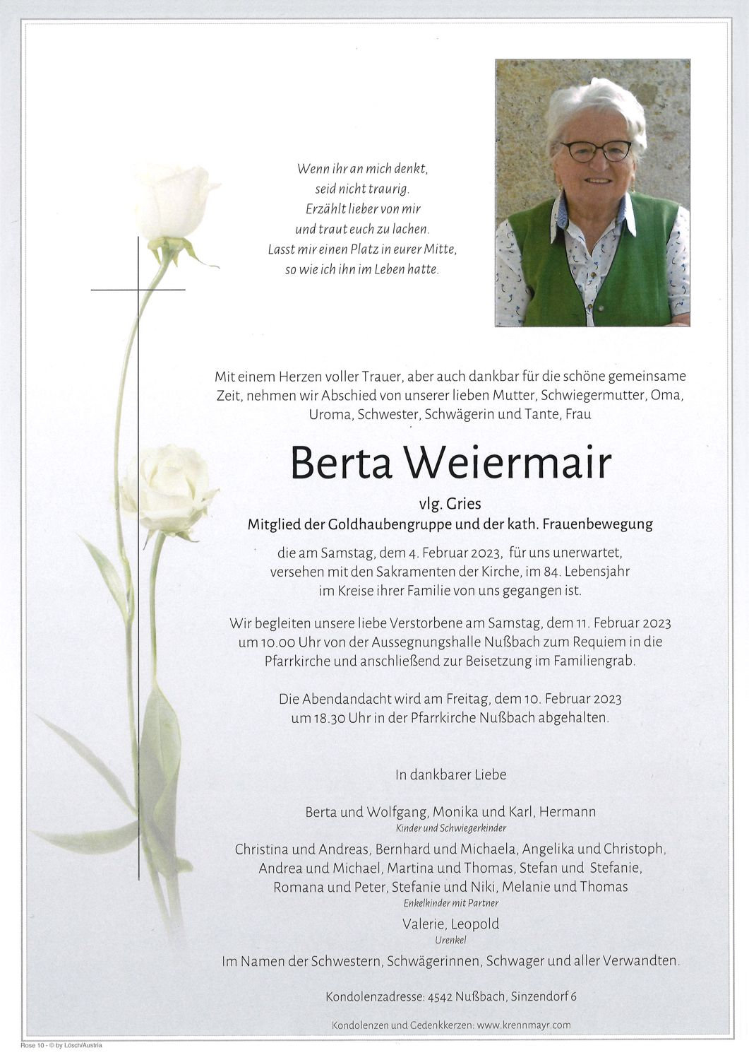Todesfall Berta Weiermair
